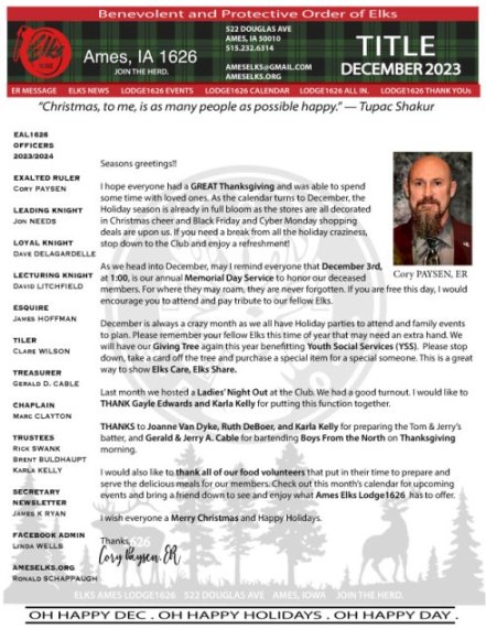 Lodge #1626 Welcome